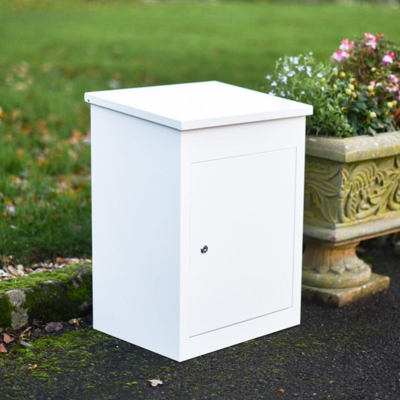 Deluxe White "Bexley" Free Standing Parcel Box | Black Country Metalworks