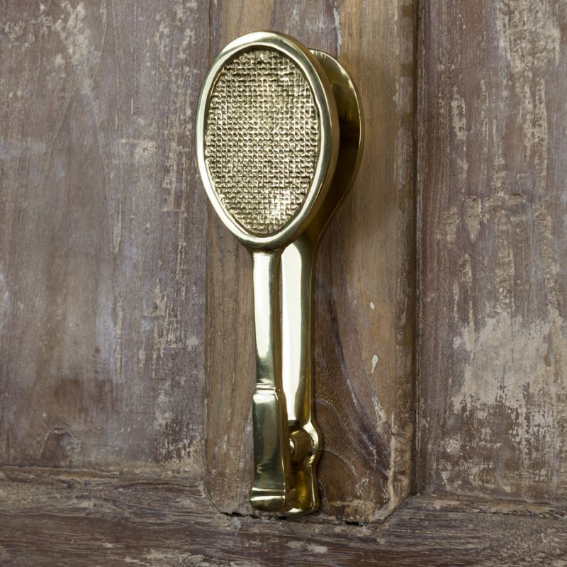 Polished Brass Tennis Racquet Door Knocker | Black Country Metalworks