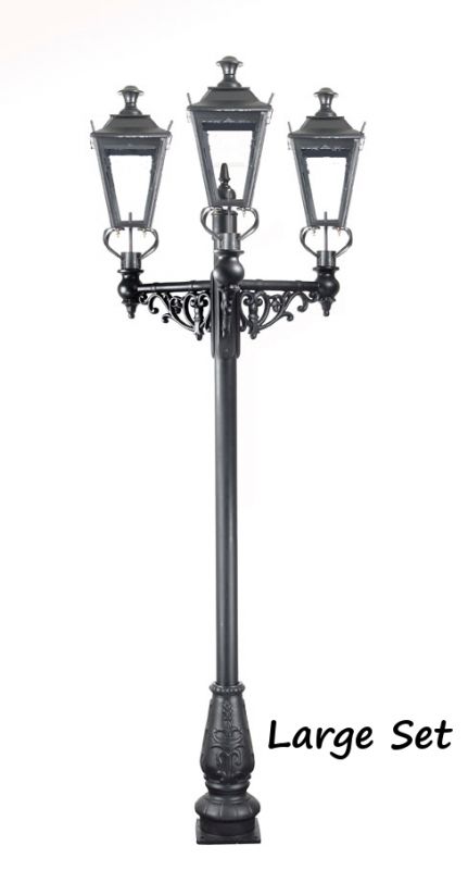 Triple Headed Dorchester Lamp Post & Lantern Set | Black Country Metalworks