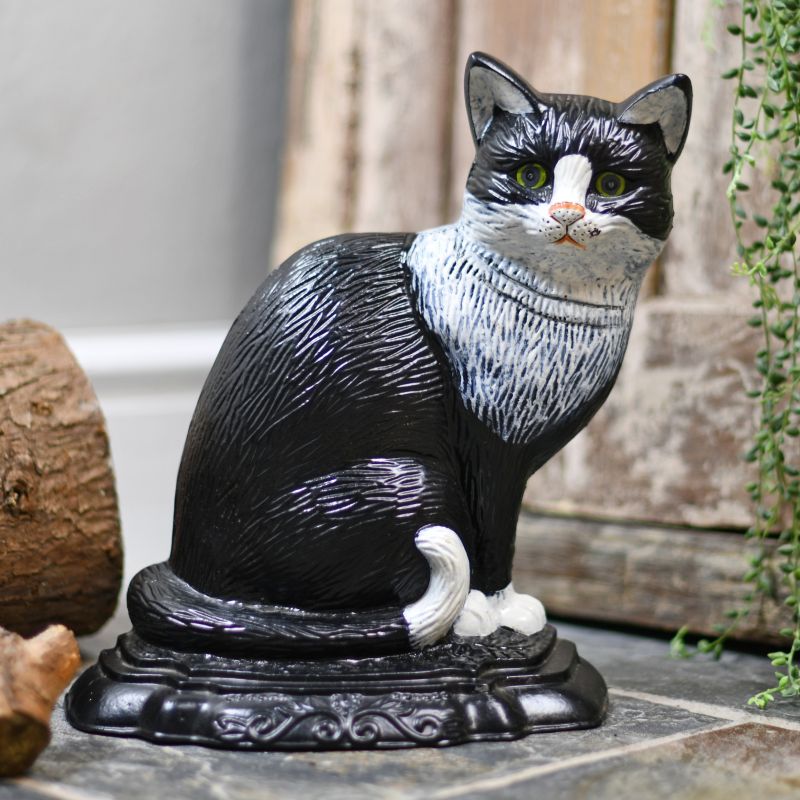 Door Stop Cat Hand Painted | Black Country Metalworks