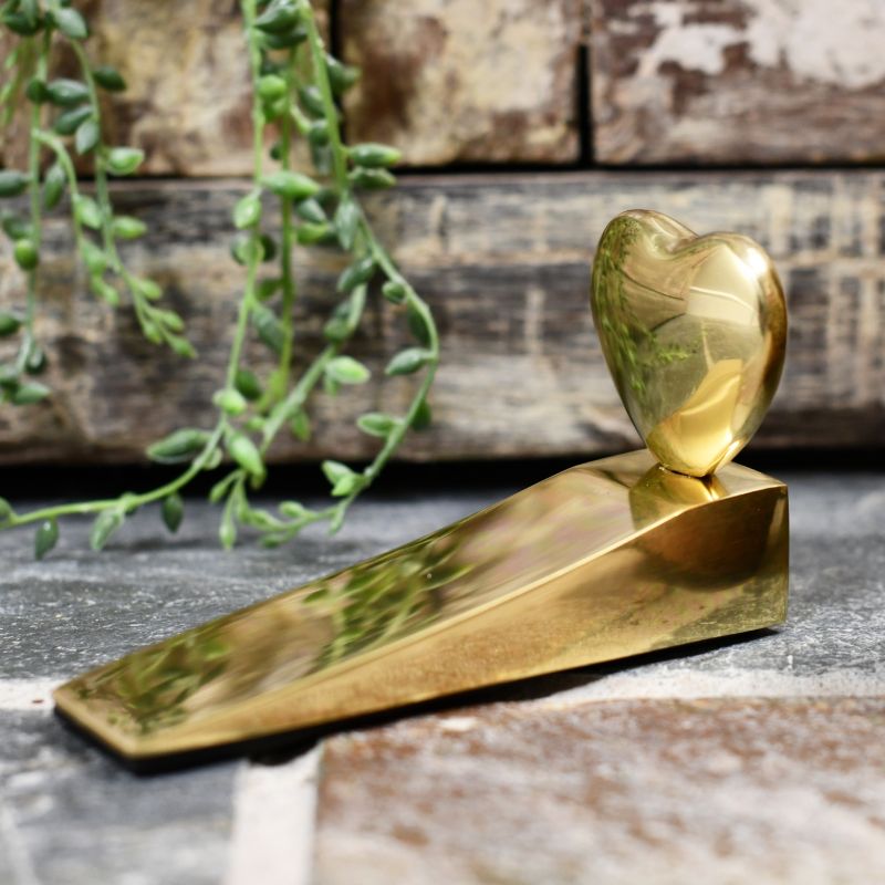 Brass Chubby Heart Door Wedge | Black Country Metalworks