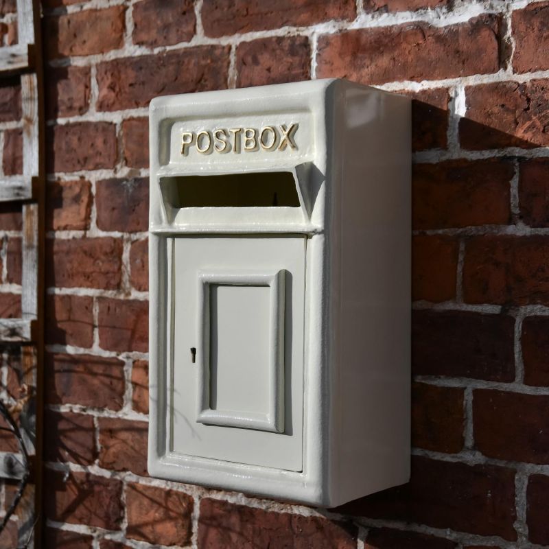 Traditional Cream & Gold Mounted Post Box | Black Country Metalworks
