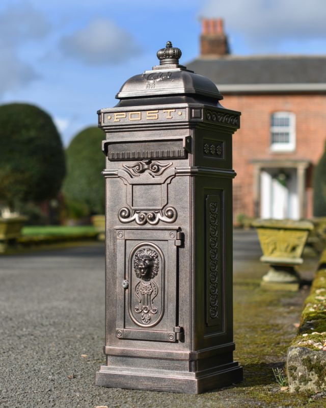 “Raventree” Deluxe Copper Finish Camden Free Standing Post Box | Black ...