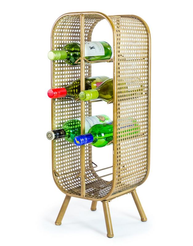 Rustic Metal Rattan Wine Bottle Rack | Black Country Metalworks