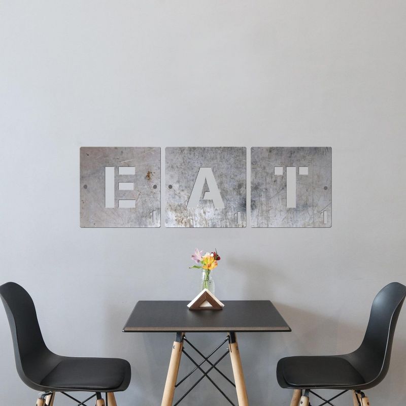 'EAT' Scrabble Square Letters- Unfinished Metal | Black Country Metalworks