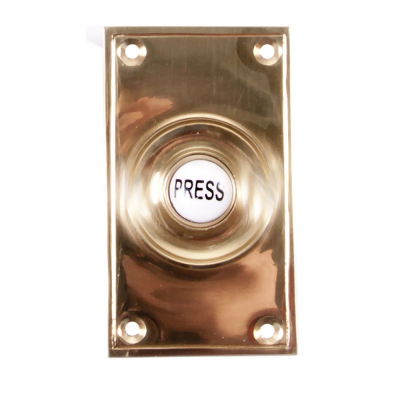 'Eddison Hall' Polished Brass Wide Bell Push | Black Country Metalworks