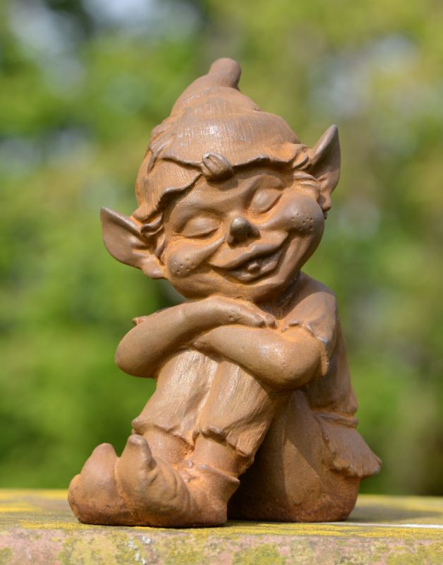 Rustic Cast Iron "Sitting Elf" Garden Sculpture | Black Country Metalworks