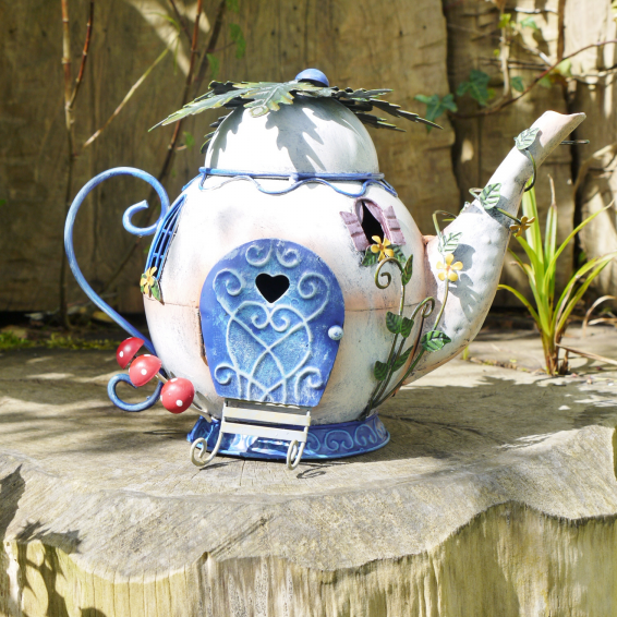 Fairy Teapot House Garden Ornament | Black Country Metalworks