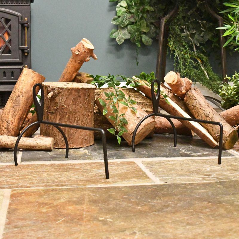 Contemporary Polished Steel Fire Dogs | Black Country Metalworks