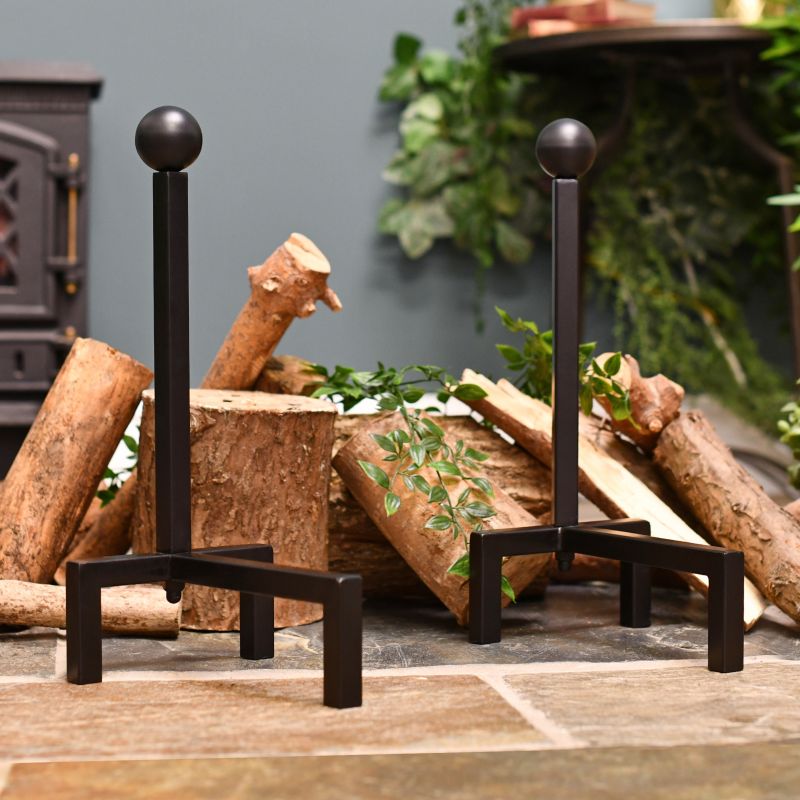 Contemporary Polished Steel Fire Dogs | Black Country Metalworks