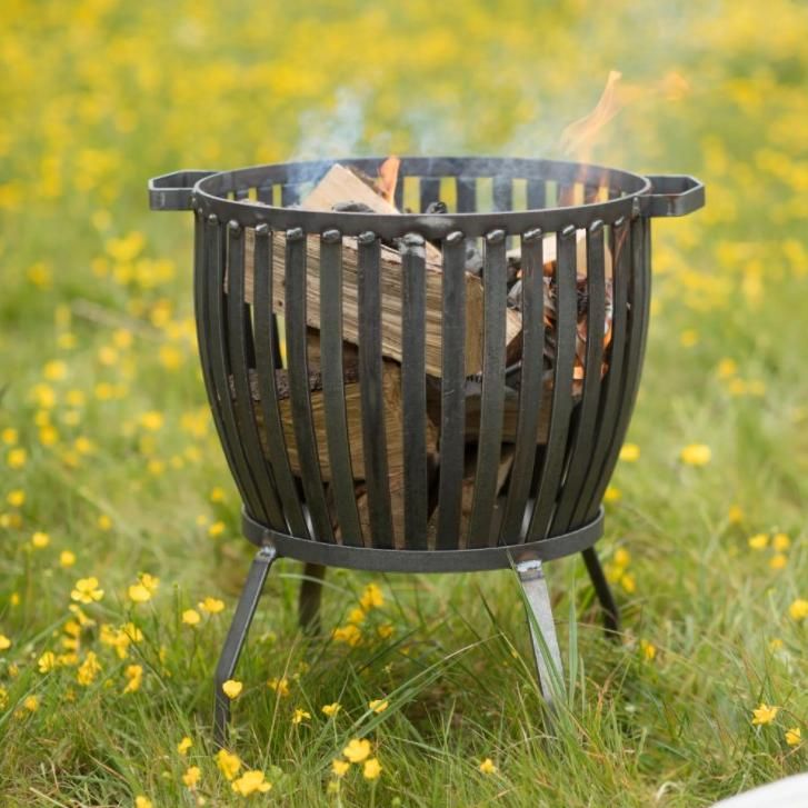 Steel Fire Basket & Four-Legged Stand - 50cm | Black Country Metalworks