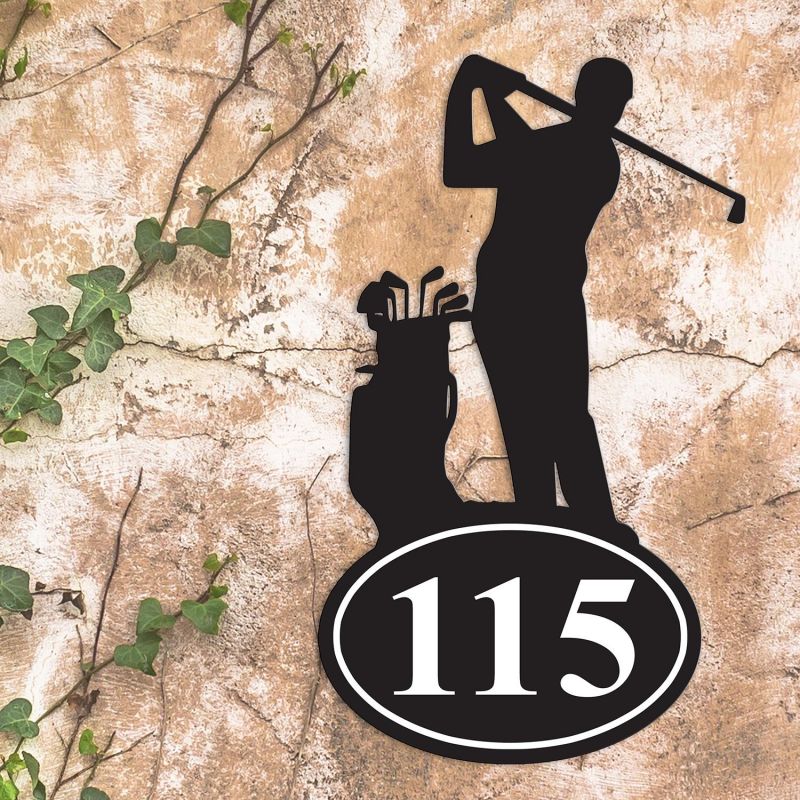 Golfer Iron House Number Sign | Black Country Metalworks