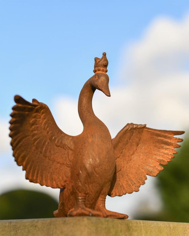 Rustic Cast Iron "Goose Wearing Crown" Garden Sculpture | Black Country ...