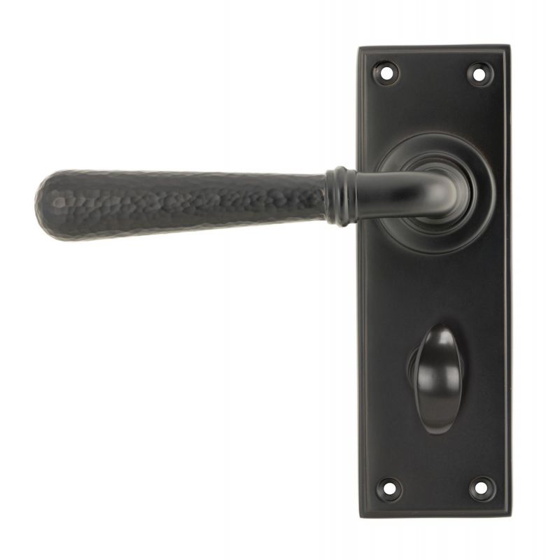 "Beldon House" Hammered Aged Bronze Lever Bathroom Door Handle | Black ...