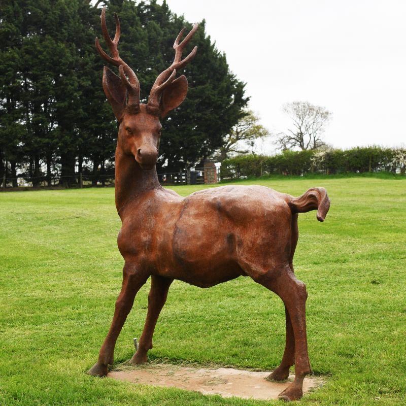 Brushed Bronze Stag Garden Sculpture | Black Country Metalworks
