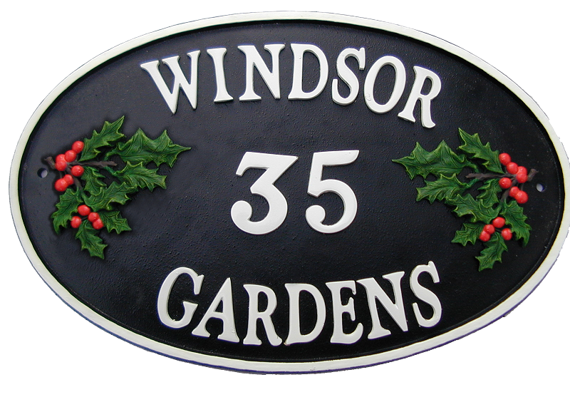Hand Painted Bramble House Name Sign | Black Country Metalworks