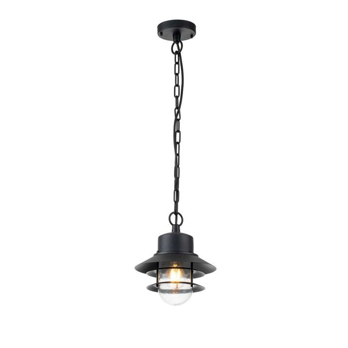 "Hopton" Traditional Hanging Chain Lantern in Midnight Black | Black ...