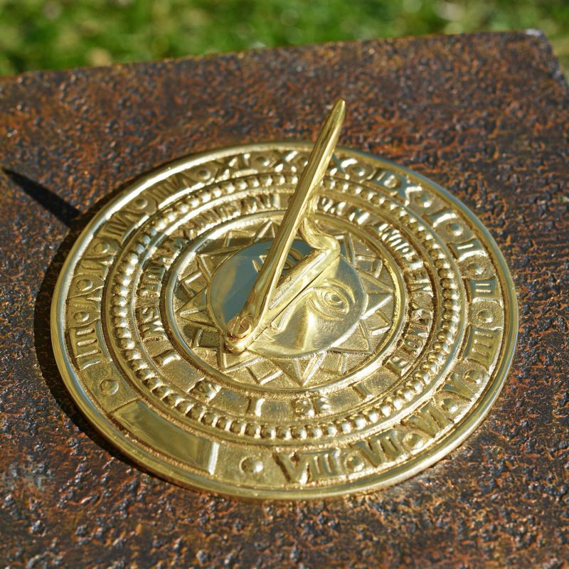 Polished Brass 'Sunface' Sundial - 120mm | Black Country Metalworks