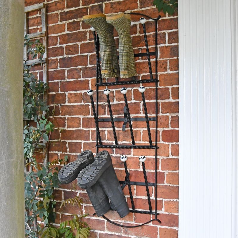Edcote Black Wall Mounted 6 Pair Boot Rack | Black Country Metalworks