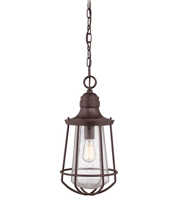 "Brackentree" Industrial Bronze Caged Hanging Light - 24cm | Black ...