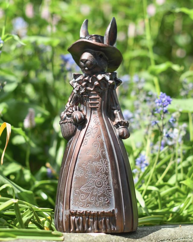 Old-World Lady Rabbit Garden Statue | Black Country Metalworks