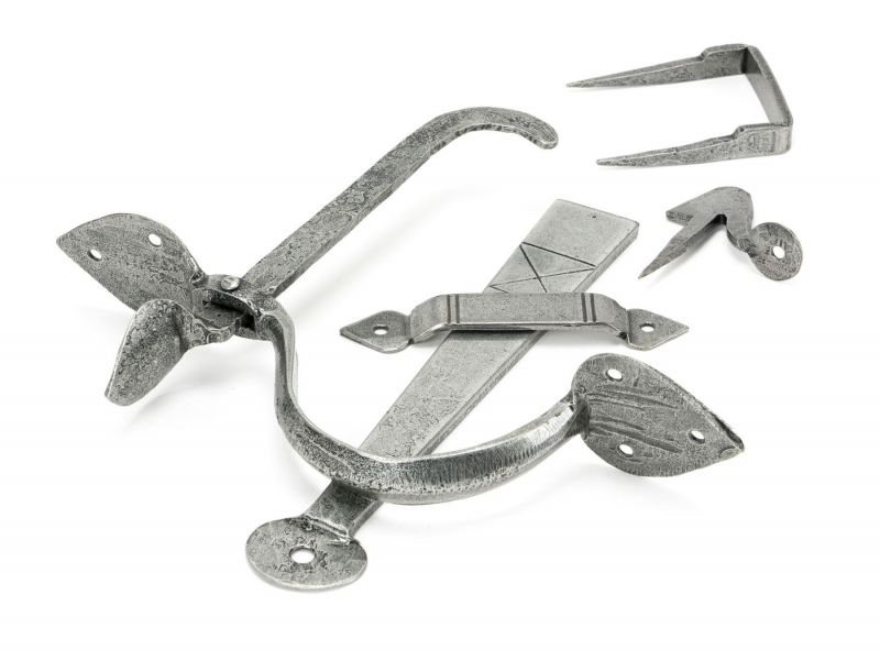Large Antique Pewter Gothic Thumb Latch Set | Black Country Metalworks