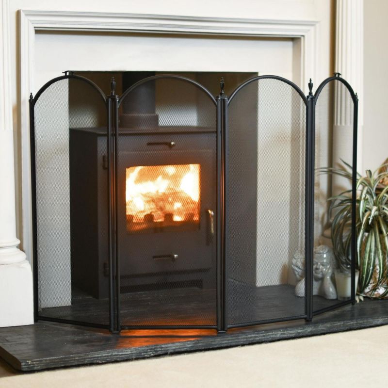 "The Gillingham" Large Black Four Fold Fire Guard | Black Country ...
