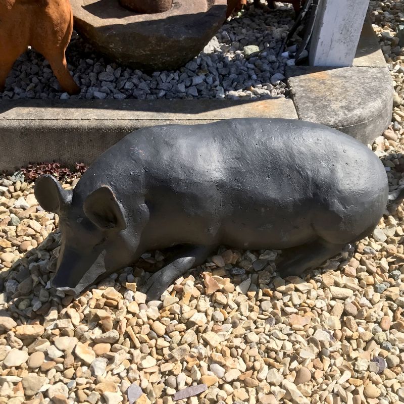 Brushed Gold Large Pig Garden Sculpture | Black Country Metalworks