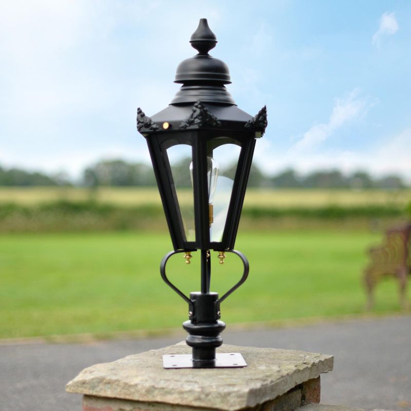 Black Hexagonal Pillar Light and Lantern Set 76cm | Black Country ...