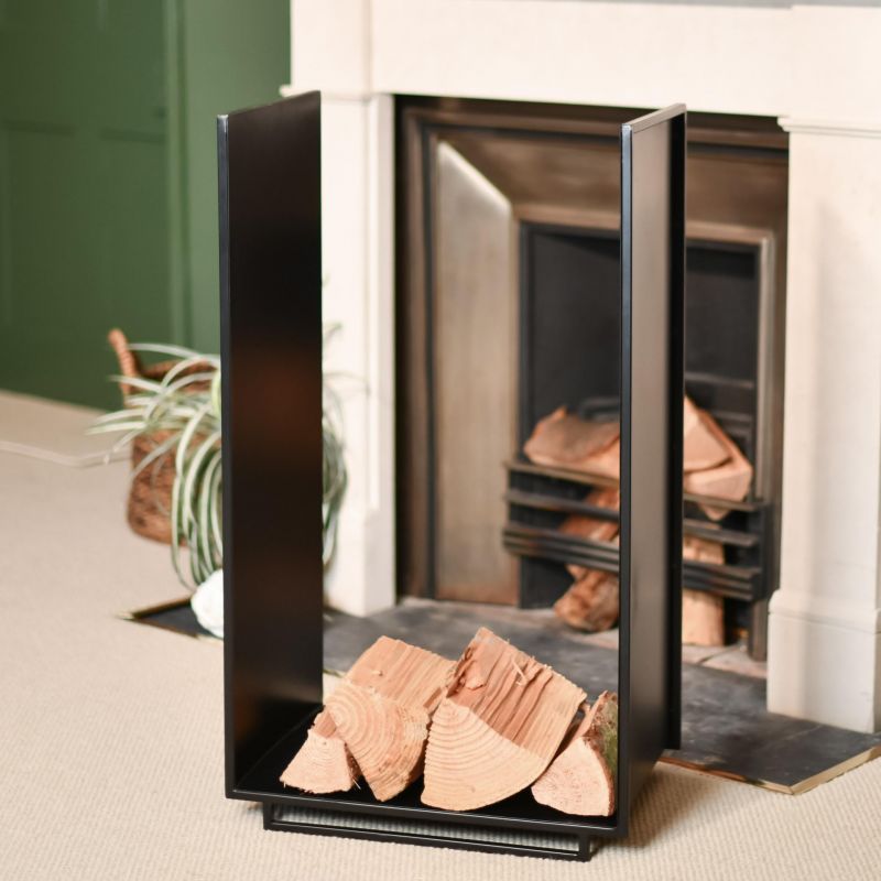 Long Black Contemporary Log Rack | Black Country Metalworks