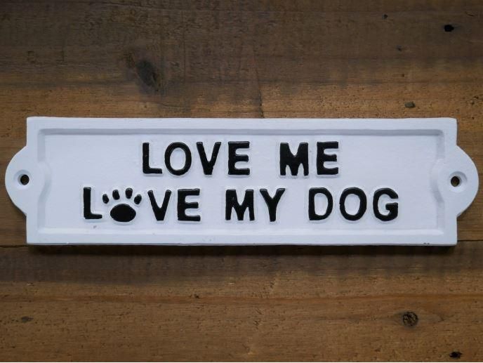 Dog Love Iron Sign Finished in White | Black Country Metalworks