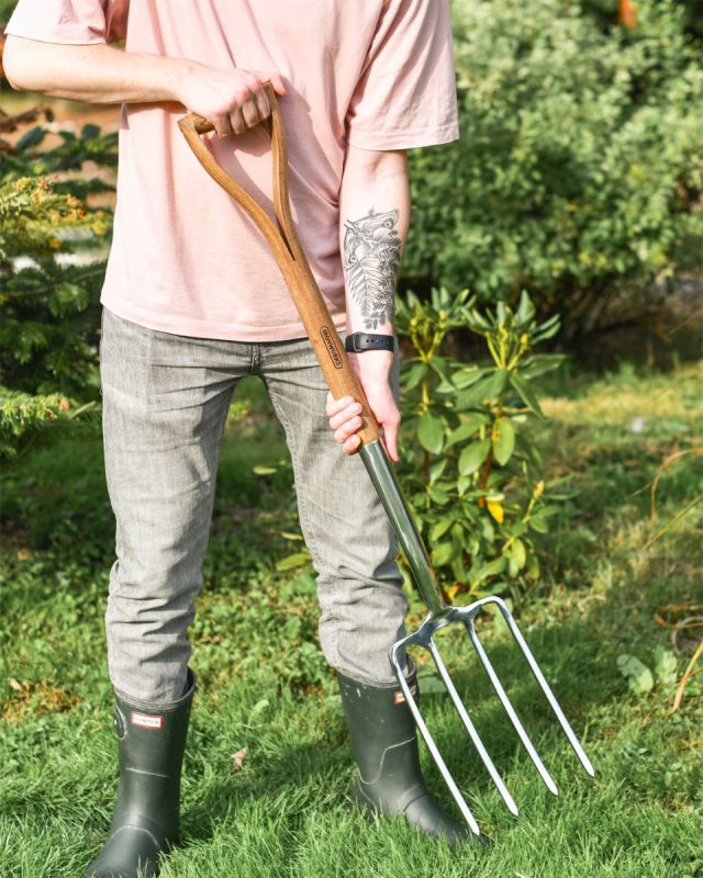 Stainless Steel Gardening Hand Fork With Ash Wooden Grip | Black ...