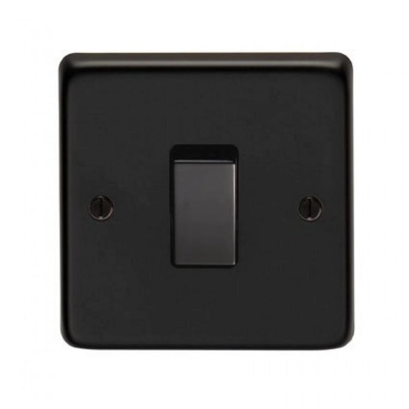 Matt Black 10 Amp Single Light Switch | Black Country Metalworks