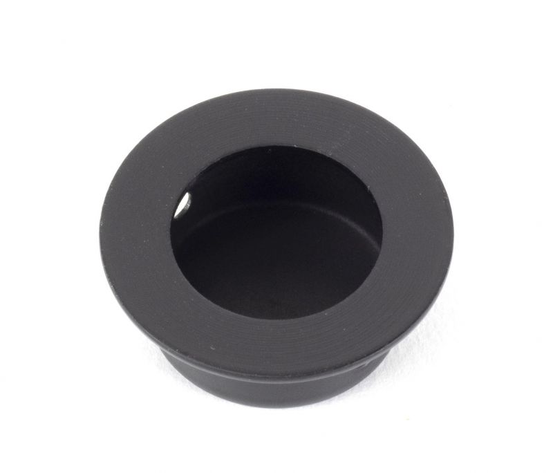 Matte Black Circular Pocket Door Handle - 30mm | Black Country Metalworks
