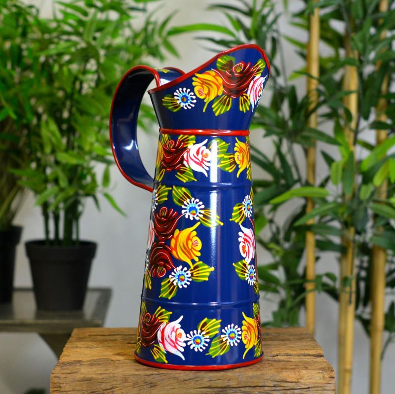 Medium Blue Traditional Hand Painted Narrowboat Style Jug - 35cm ...