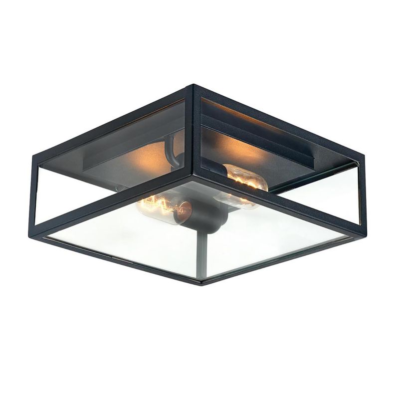 Modern "Cube" Steel Flush Flat Ceiling Light - 14cm x 31cm | Black ...