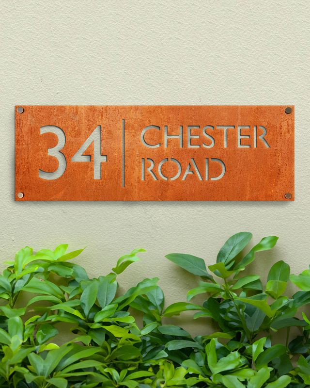 Modern Rectangular Corten Steel House Number Sign1 | Black Country ...
