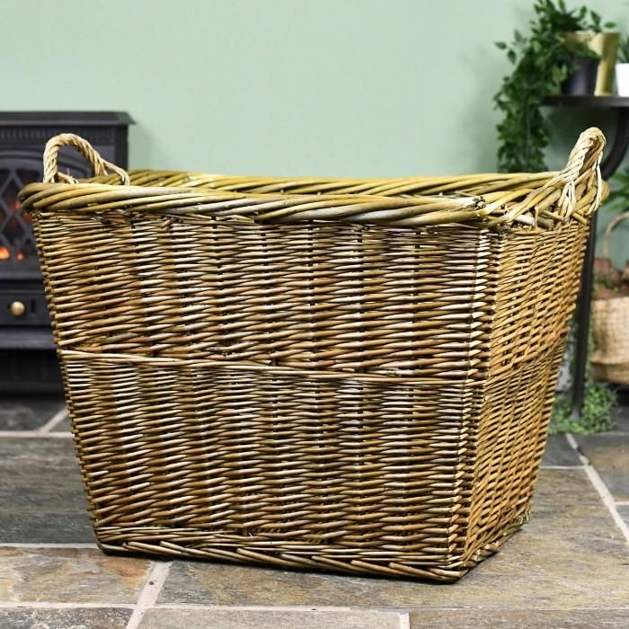 Set of 2 Traditional Rattan Log Baskets | Black Country Metalworks