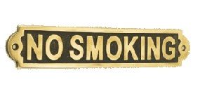 Solid brass No Smoking information sign | Black Country Metalworks