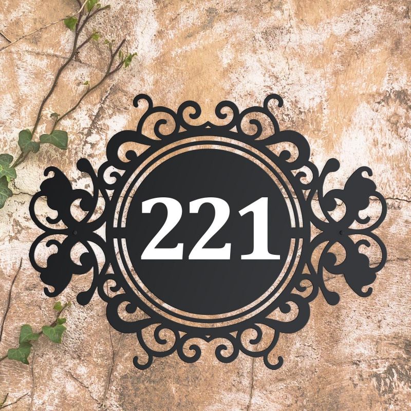 Ornate Scroll Iron House Number Sign | Black Country Metalworks