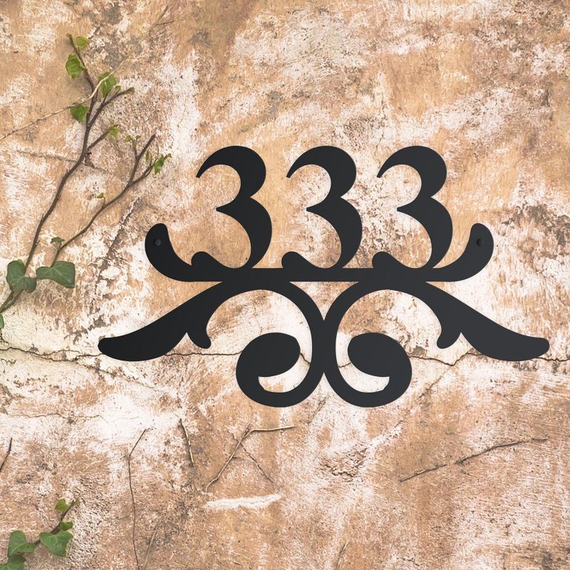 Traditional Iron Ornate Three Number House Sign | Black Country Metalworks