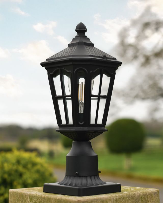Traditional Black Pillar Light - 44cm | Black Country Metalworks