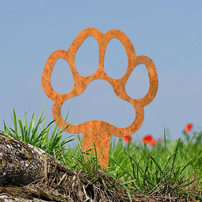 Paw Print "Outline" Grave Marker Ground Spike in Rustic Finish | Black ...