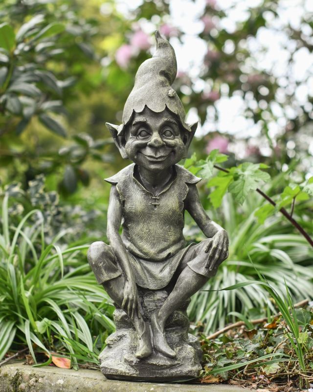 Perching Pixie Resin Garden Statue | Black Country Metalworks