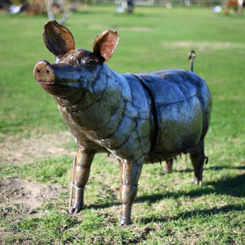 Brushed Gold Large Pig Garden Sculpture | Black Country Metalworks