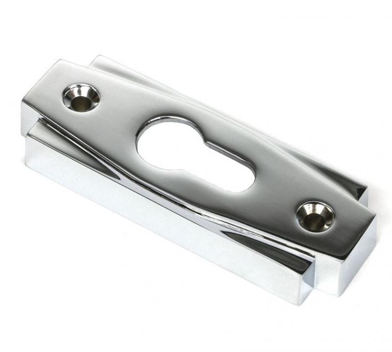 Polished Chrome "Roman" Euro Escutcheon - 100mm x 36mm | Black Country ...