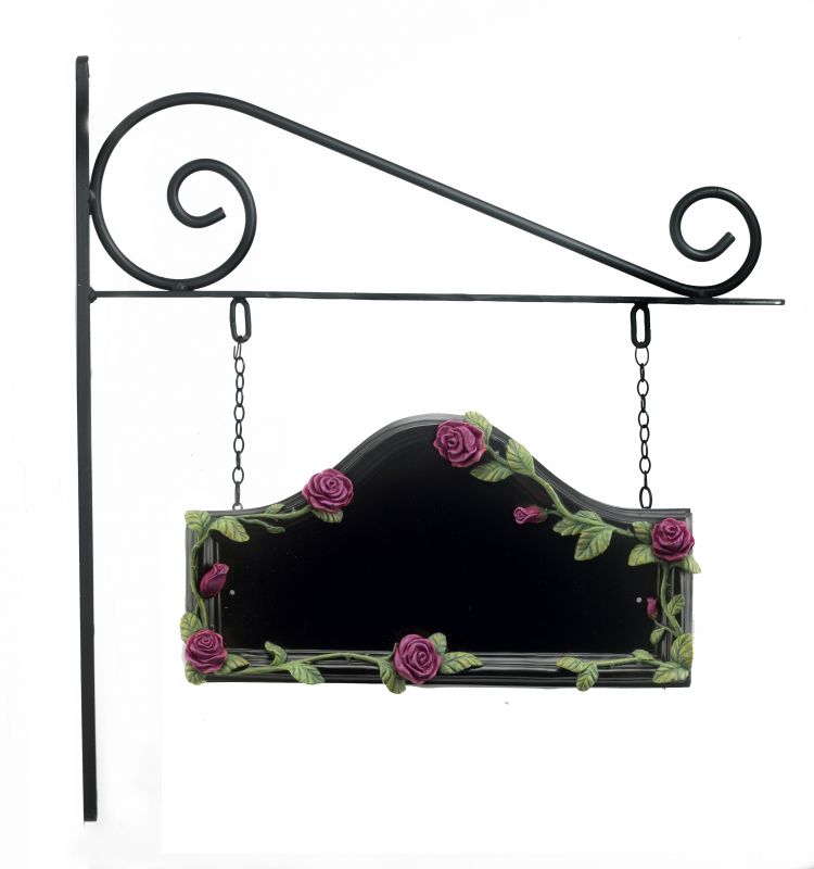 Hand Painted Red Rose House Name Sign | Black Country Metalworks