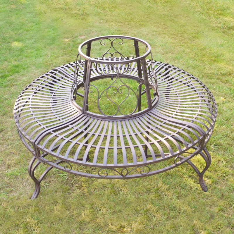 “Maylock Manor” Wrought Style Iron Tree Bench | Black Country Metalworks