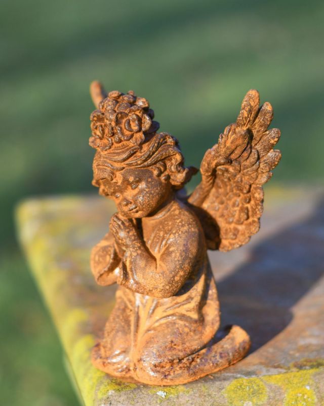 Rustic Cast Iron "Praying Angel" Garden Sculpture | Black Country ...