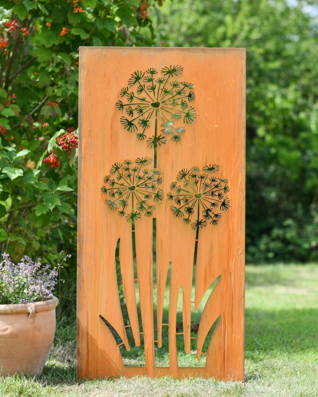 Rustic Dandelion Decorative Garden Screen | Black Country Metalworks